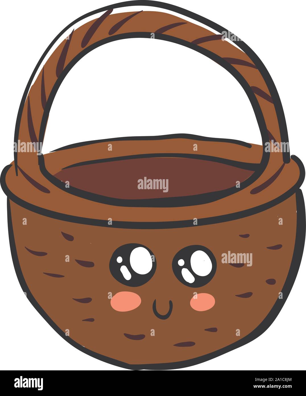 Cute basket, illustration, vector on white background Stock Vector ...