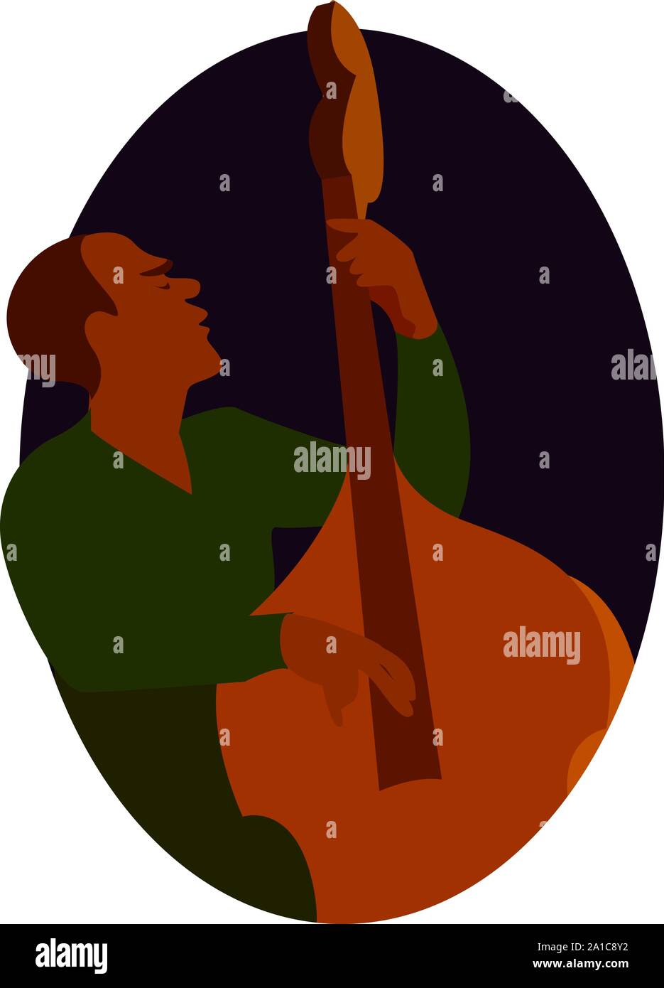 Double bass player, illustration, vector on white background Stock ...