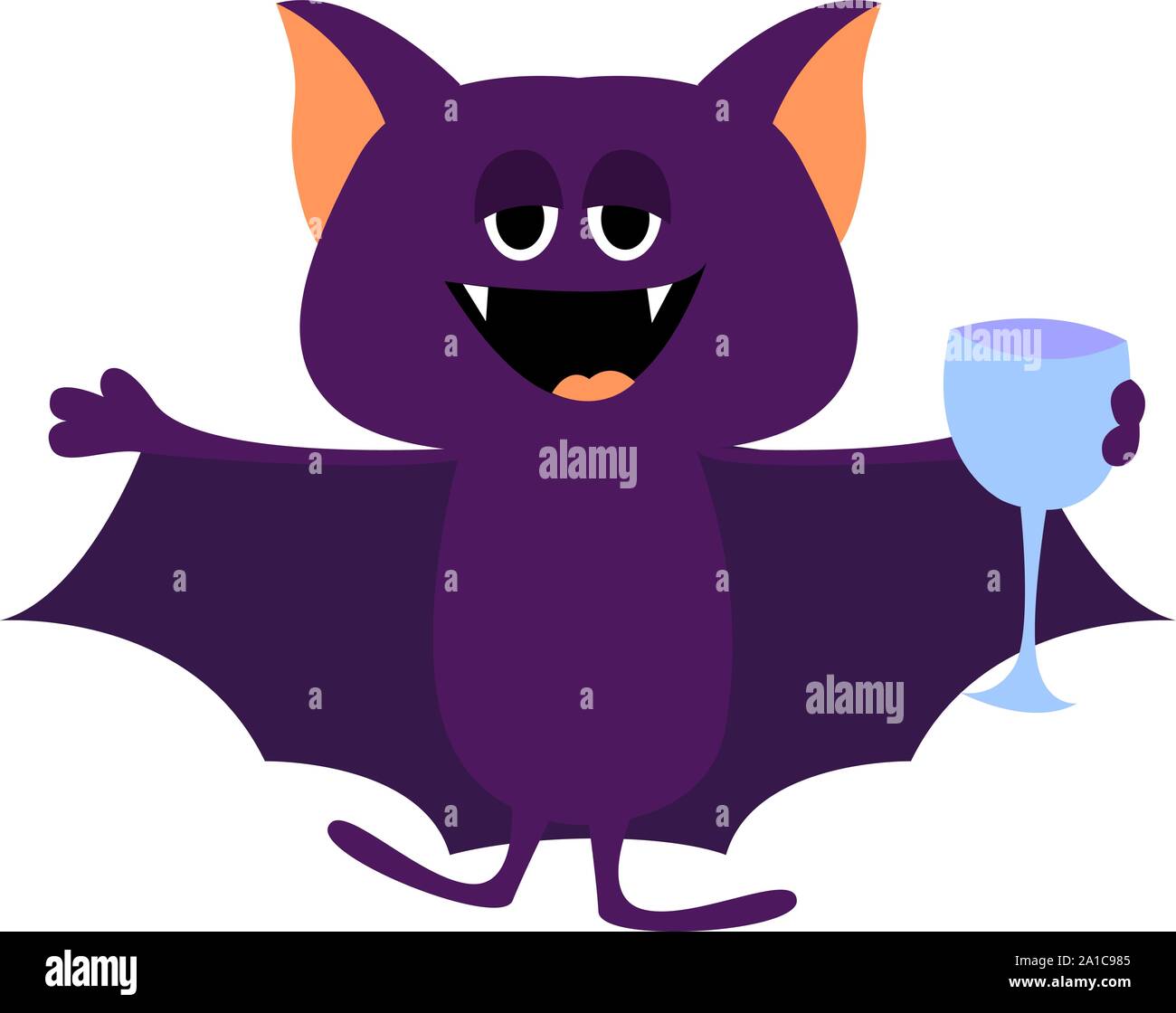 Purple bat, illustration, vector on white background Stock Vector Image ...