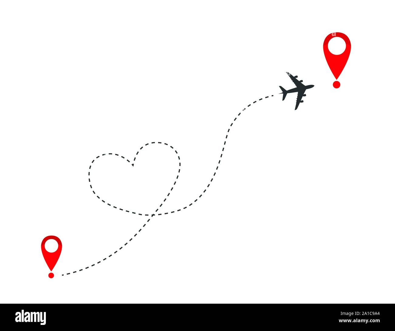 Plane heart shape trace Stock Vector Images - Alamy