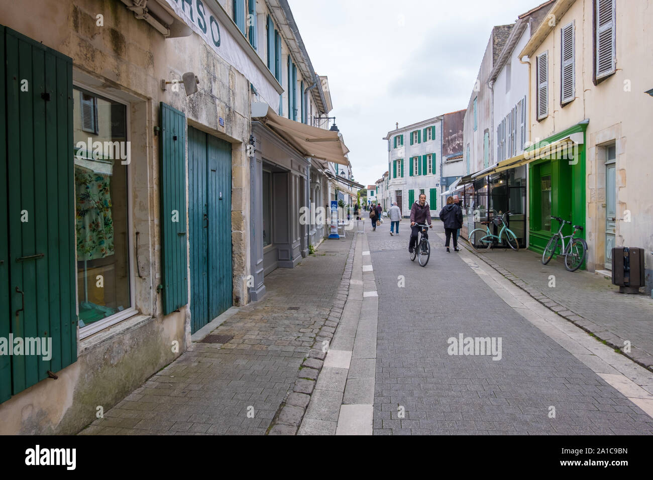 Isle of Re, France - May 09, 2019: A street of La Flotte village on Ile ...
