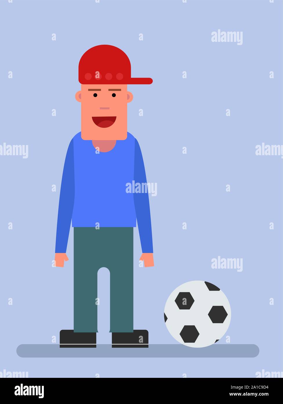 Man with a ball, illustration, vector on white background Stock Vector ...