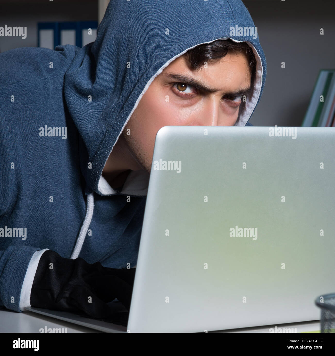 The young hacker hacking into computer at night Stock Photo - Alamy