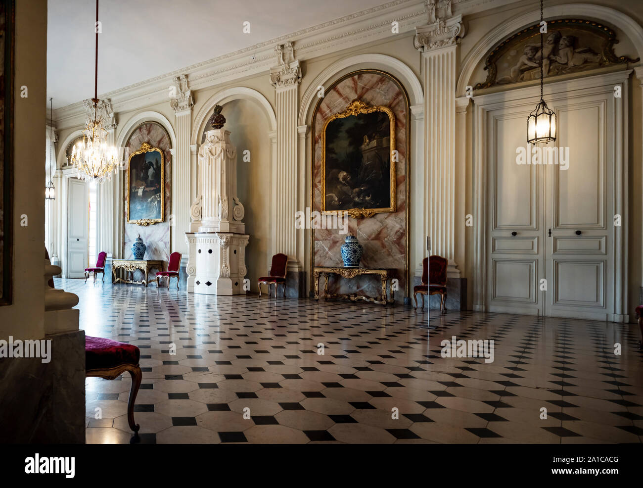 Beautiful luxury interior of Rohan palace in Strasbourg, royal museum ...