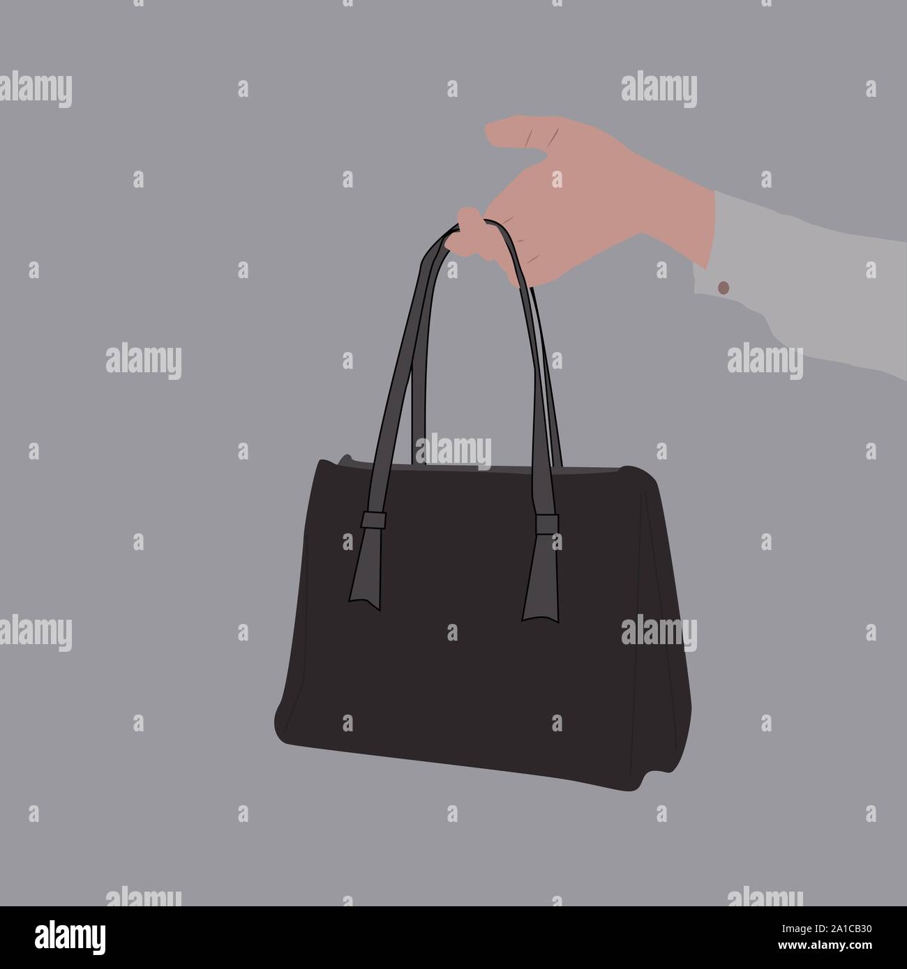 Hand holding bag, illustration, vector on white background Stock Vector ...