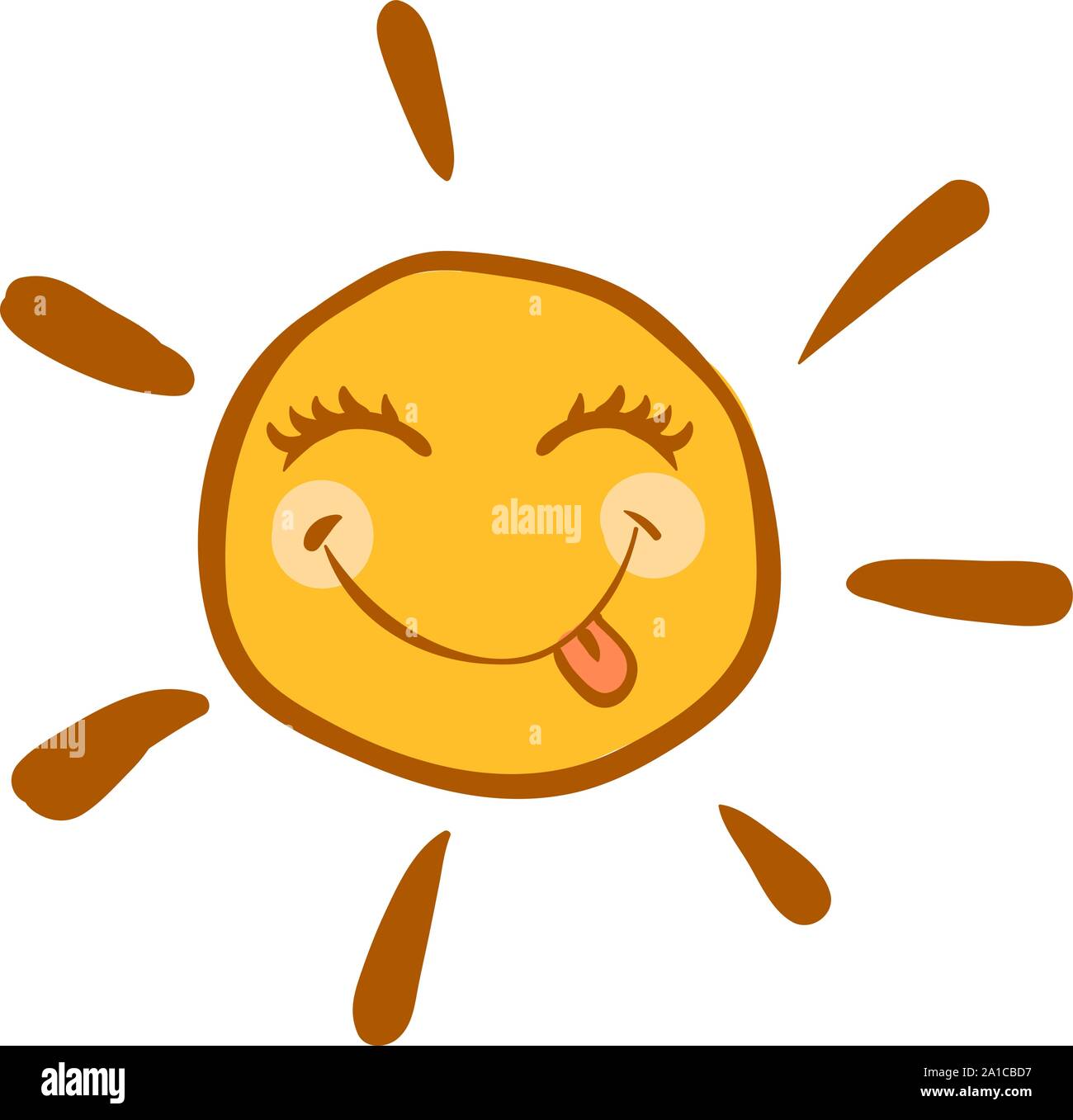 Happy sun, illustration, vector on white background Stock Vector Image ...