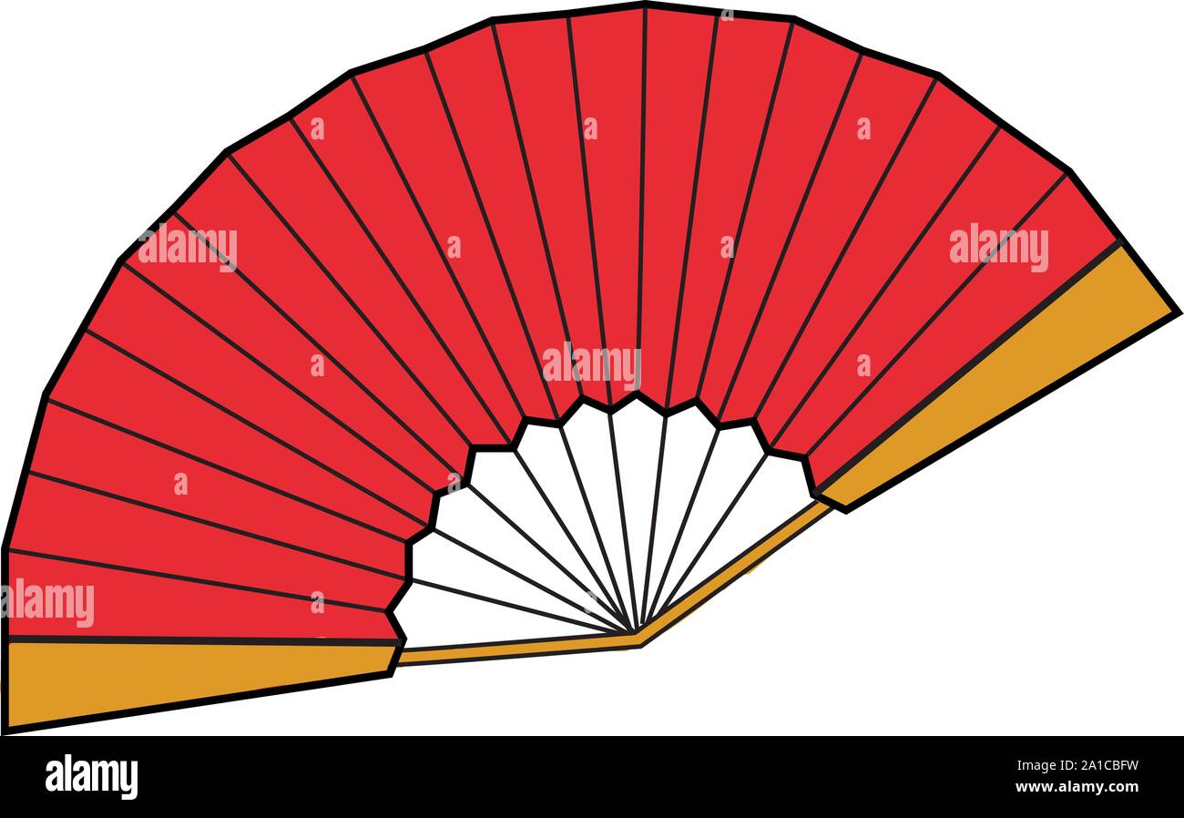 Red fan, illustration, vector on white background Stock Vector Image ...