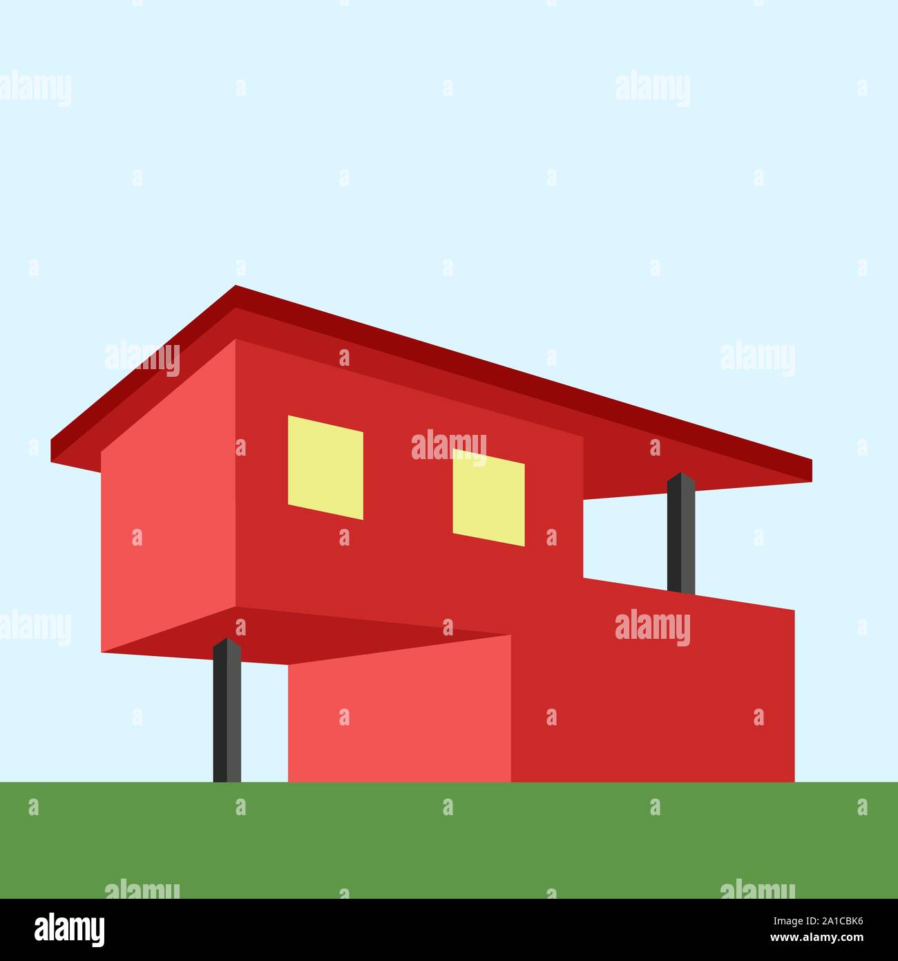Red home, illustration, vector on white background Stock Vector Image ...