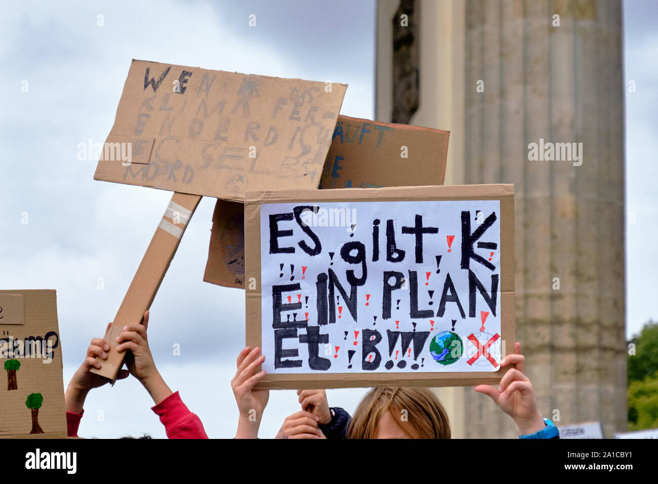 Global climate strike in Berlin, Germany, protesters with placard on a ...