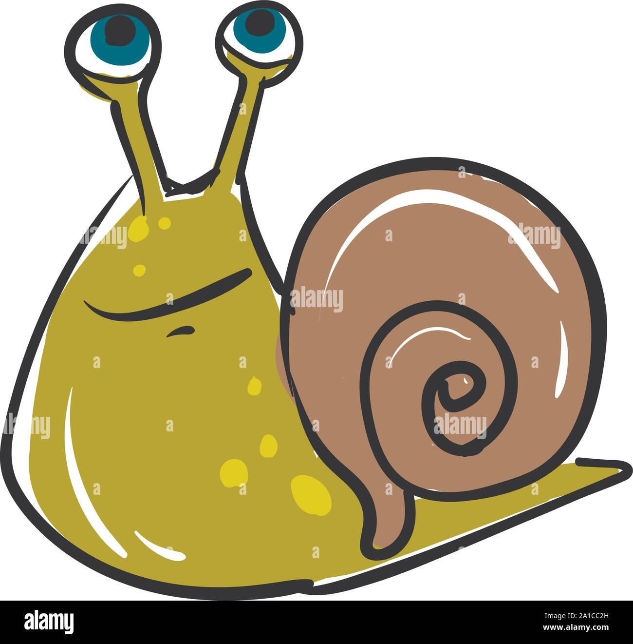 Happy snail, illustration, vector on white background Stock Vector ...
