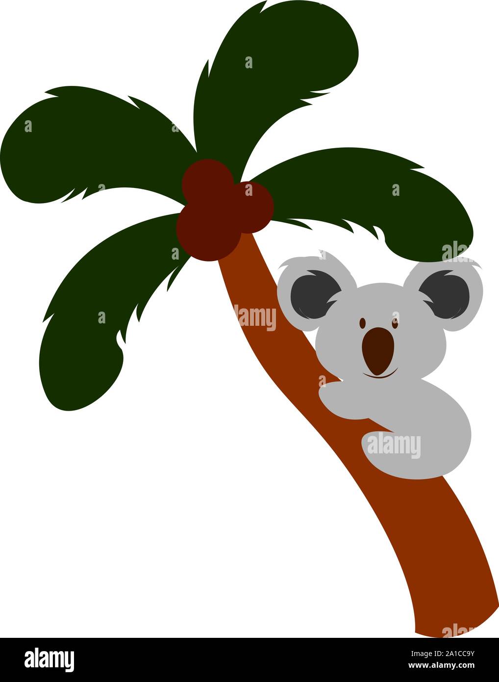 Koala on palm tree, illustration, vector on white background Stock ...