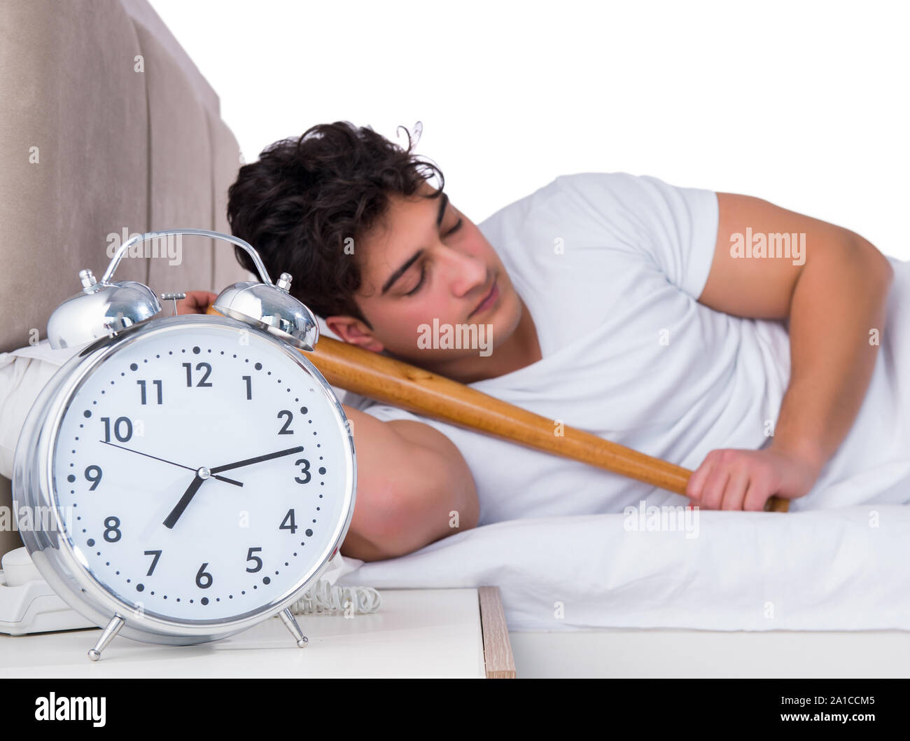 The man in bed suffering from insomnia Stock Photo - Alamy