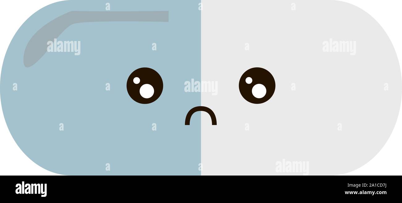 Sad medicine, illustration, vector on white background Stock Vector ...