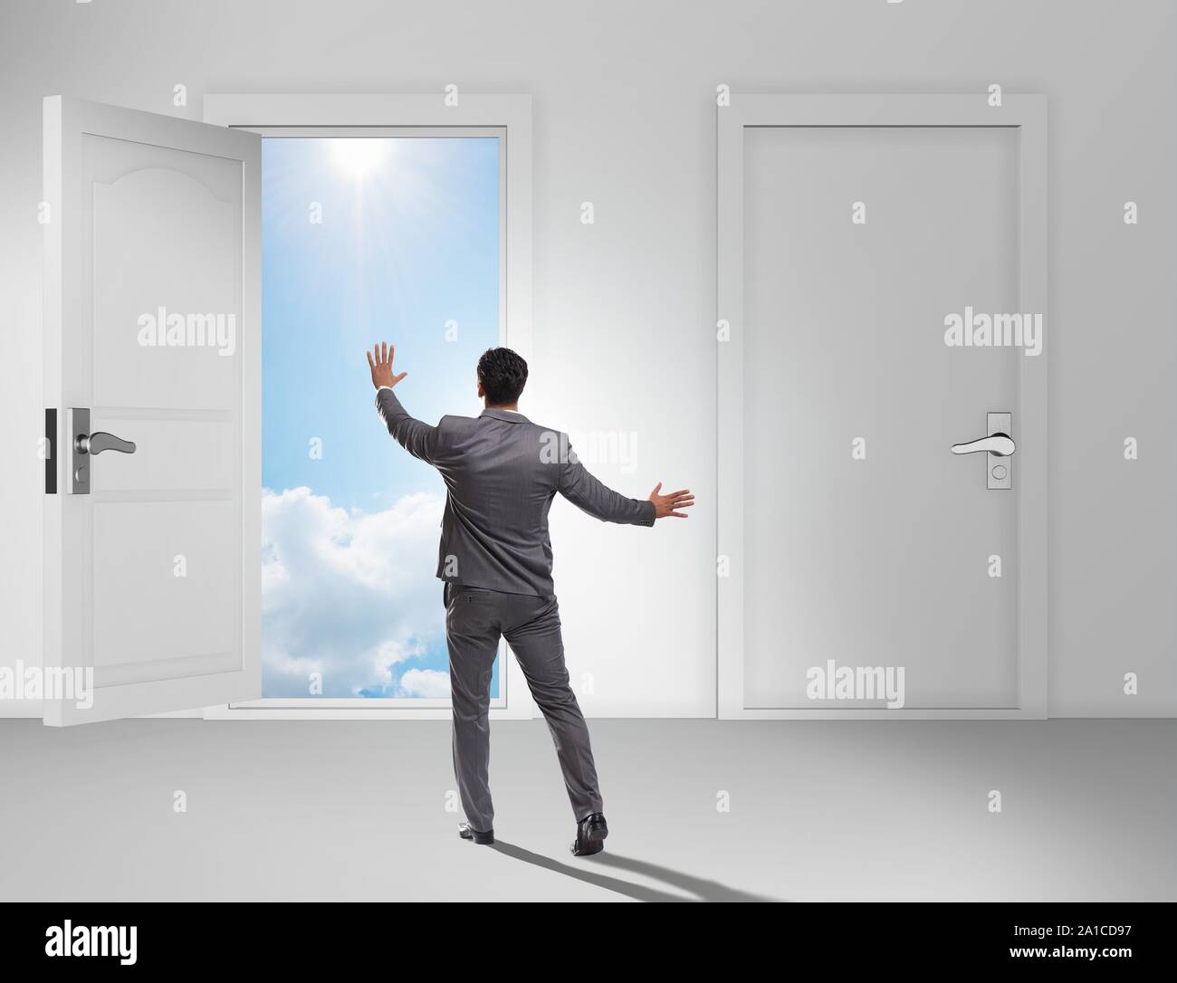 The businessman facing many business opportunities Stock Photo - Alamy