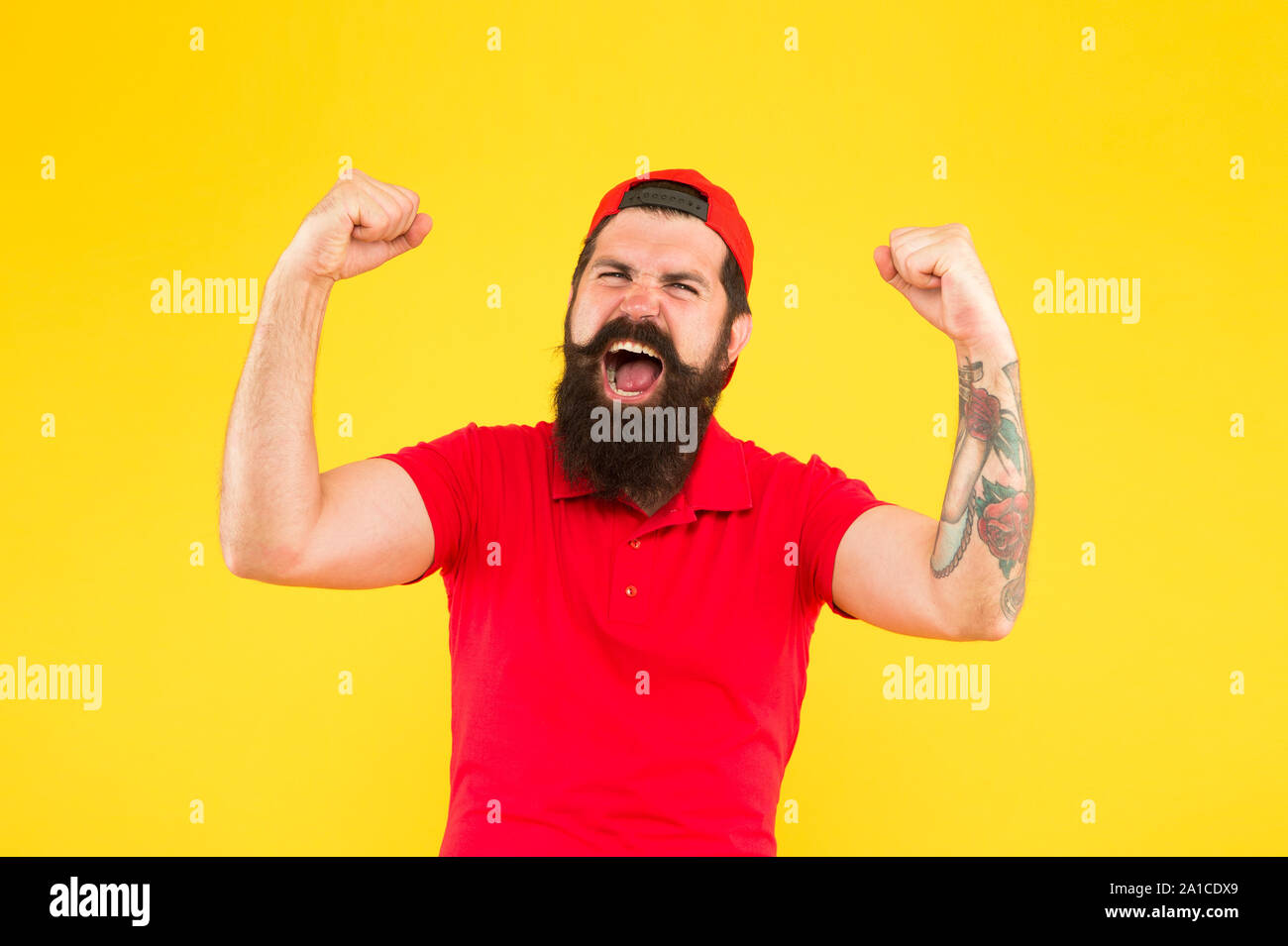 Successful day. Man happy satisfied smiling expression. Man happy face ...