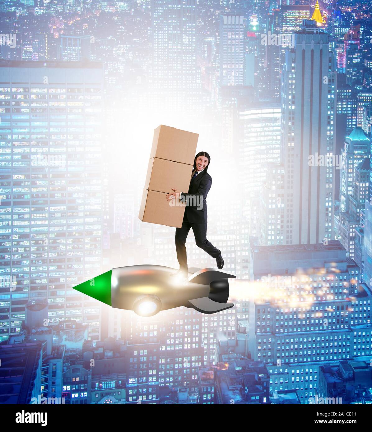 The businessman in fast delivery service Stock Photo - Alamy
