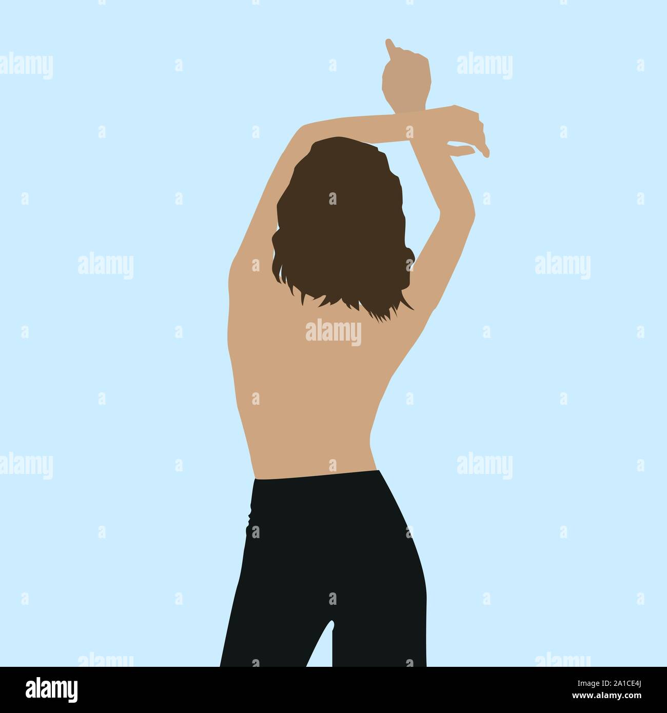 Girls back, illustration, vector on white background Stock Vector Image ...