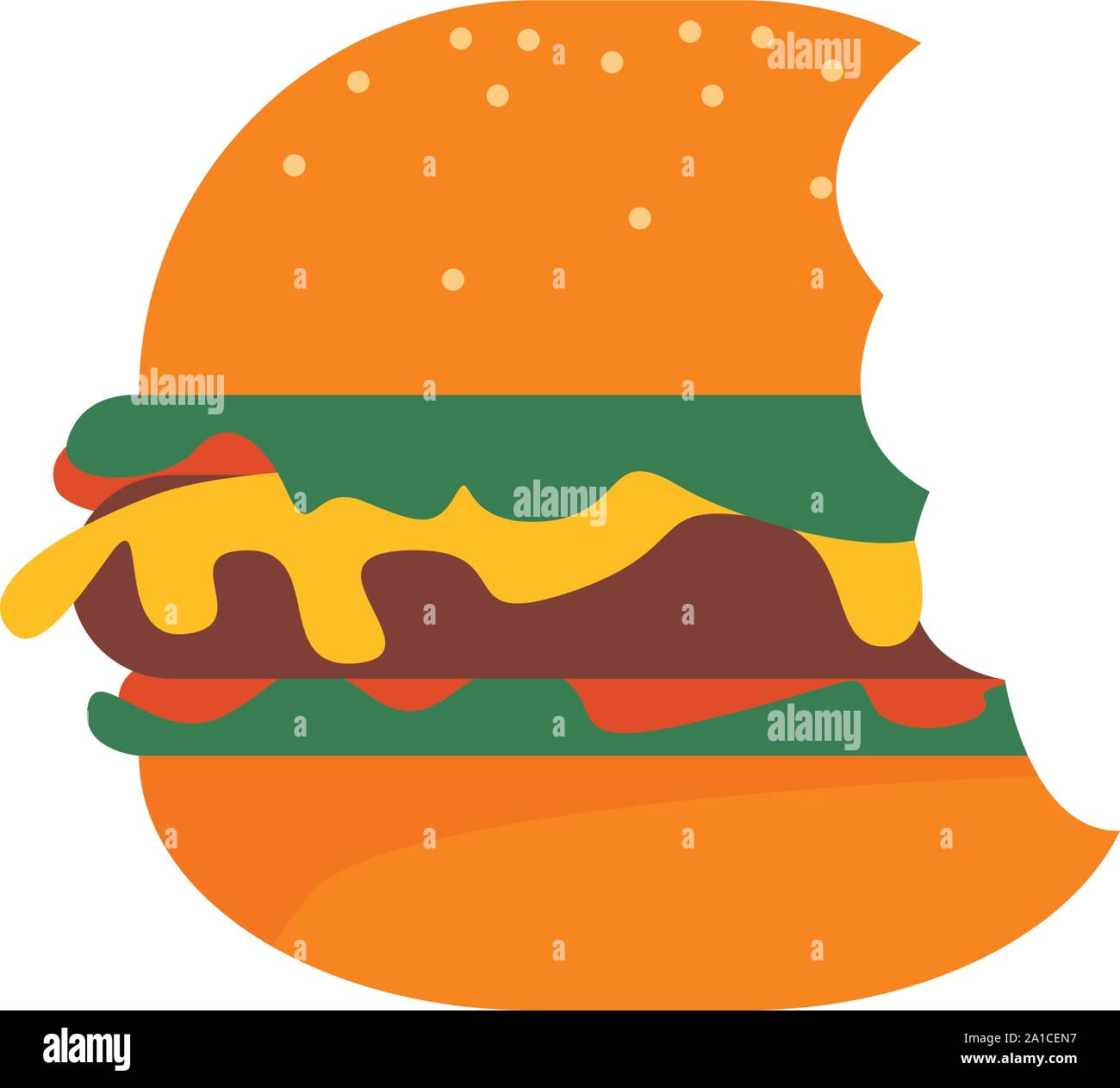Bitten burger, illustration, vector on white background Stock Vector ...
