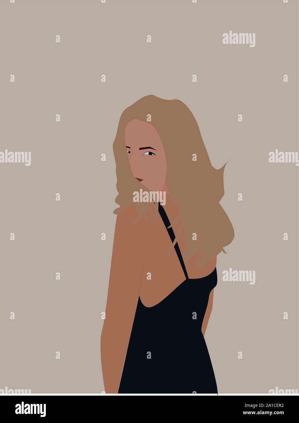 Girls back, illustration, vector on white background Stock Vector Image ...