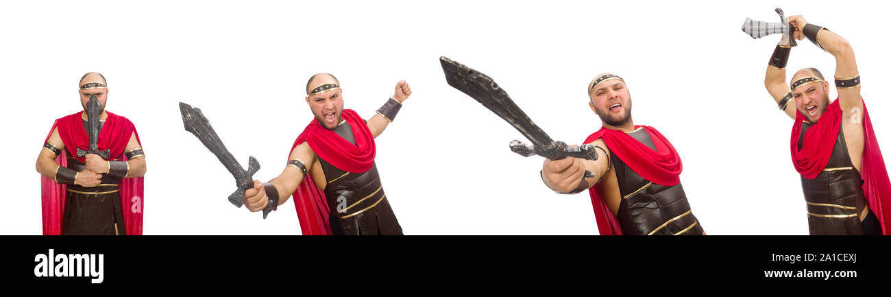 The gladiator isolated on white background Stock Photo - Alamy