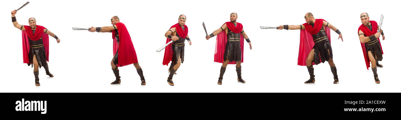 The gladiator isolated on white background Stock Photo - Alamy