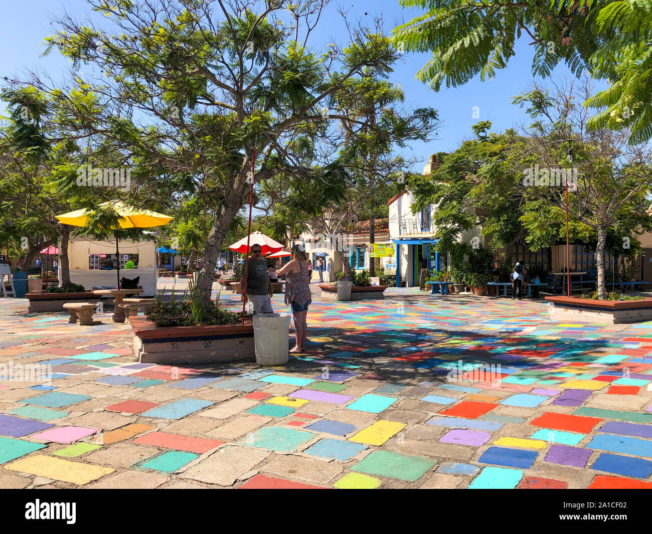 The colorfull Spanish Village Art Center in San Diego's Balboa Park ...