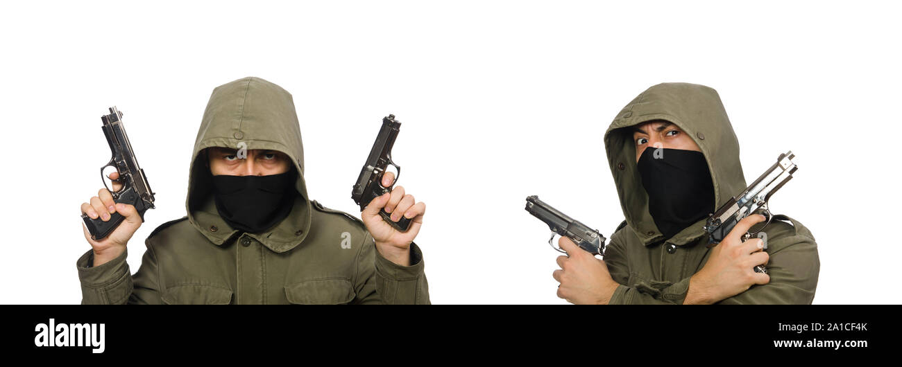 The masked man in criminal concept on white Stock Photo - Alamy