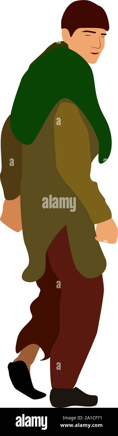 Boy walking, illustration, vector on white background Stock Vector ...