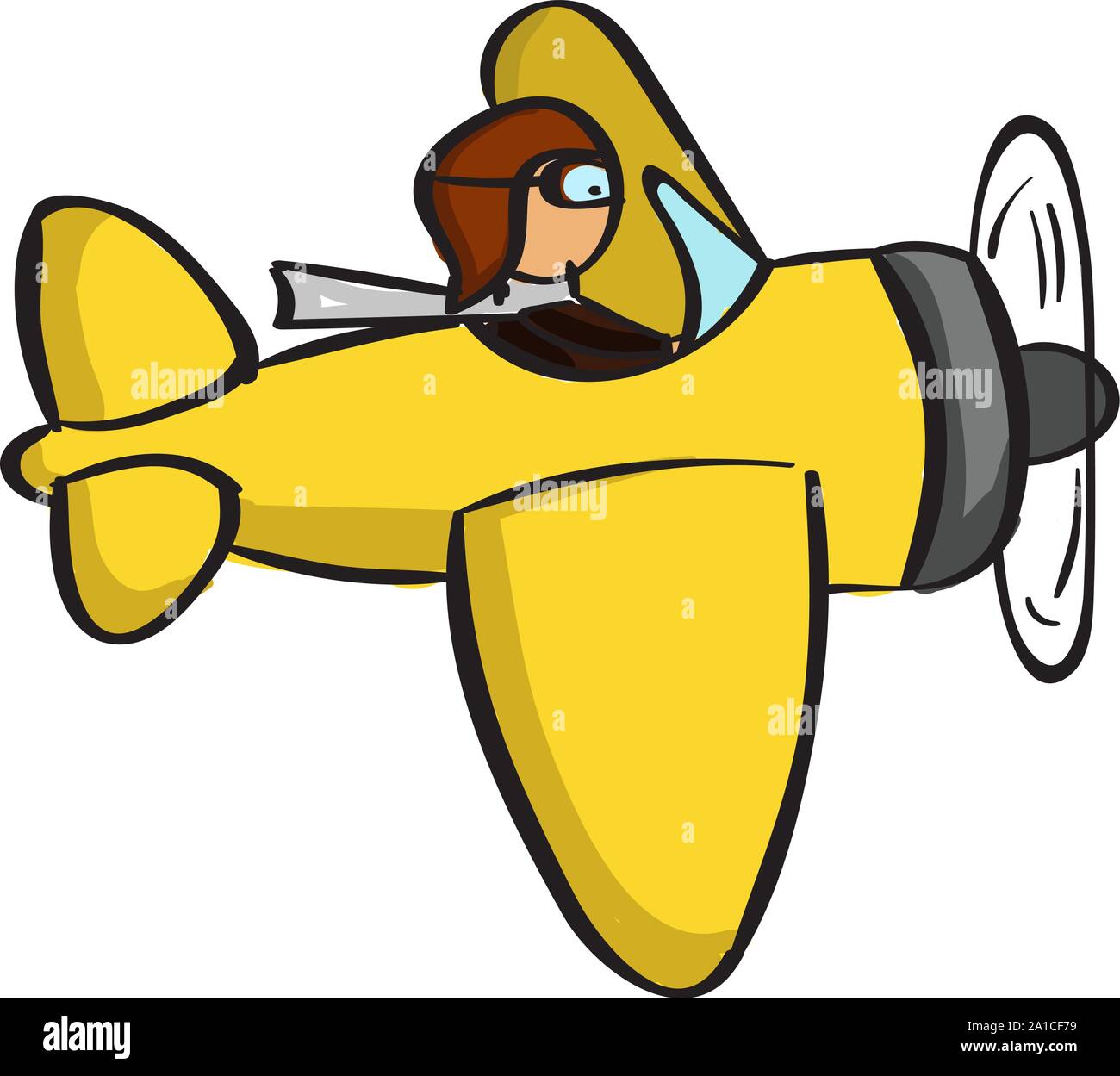 Yellow plane, illustration, vector on white background Stock Vector ...