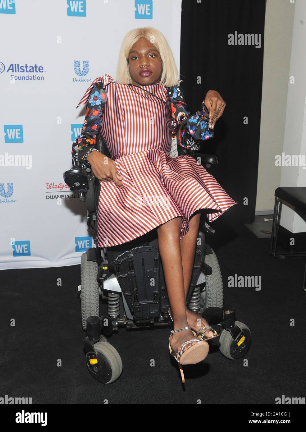 New York, NY, USA. 25th Sep, 2019. Aaron Philip attends the WE Day UN ...