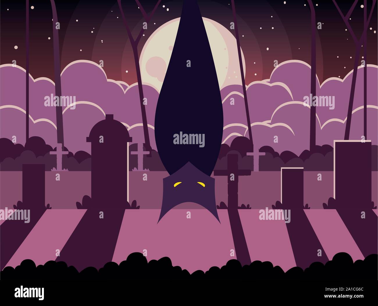 bat in scene of halloween vector illustration design Stock Vector Image ...