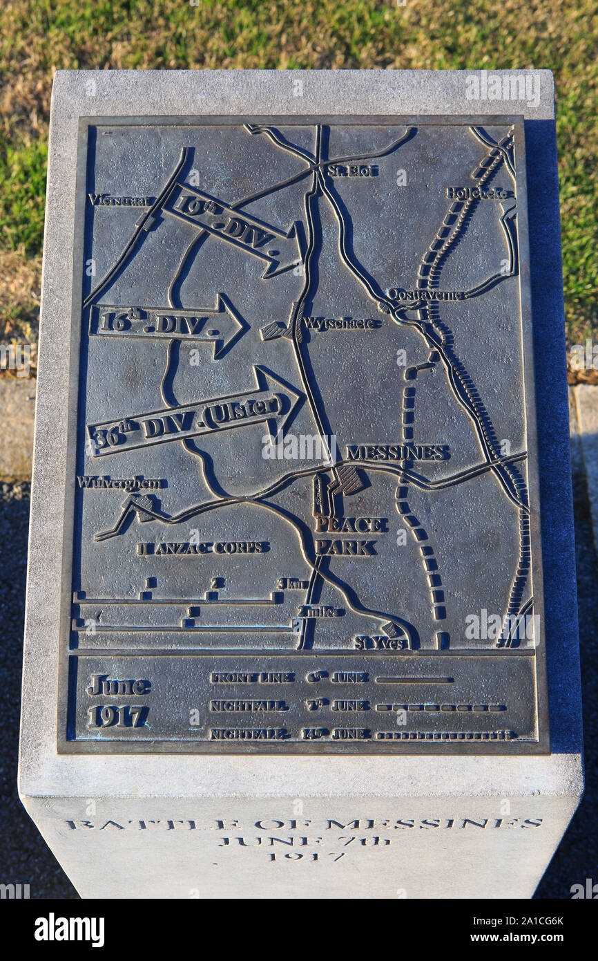 Map of the Battle of Messines (June 7th 1917) at the Island of Ireland ...