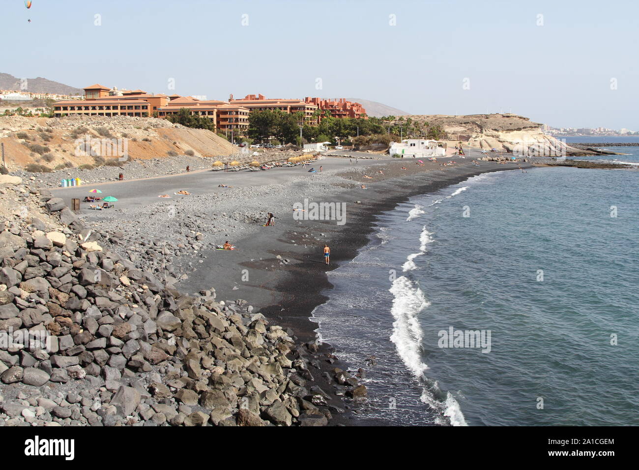 Black beach, La Caleta, Tenerife, Canary Islands, Spain; Playa de La ...