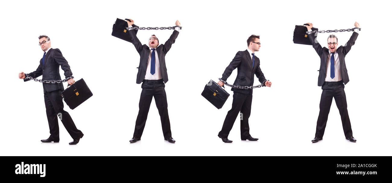 The businessman with chain isolated on the white Stock Photo - Alamy