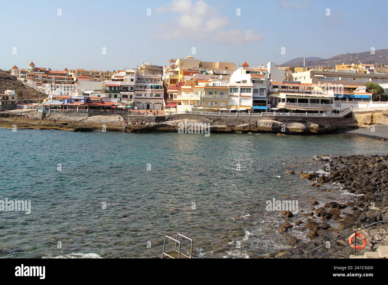 small town La Caleta, Tenerife, Canary Islands, Spain; beach bay Stock ...