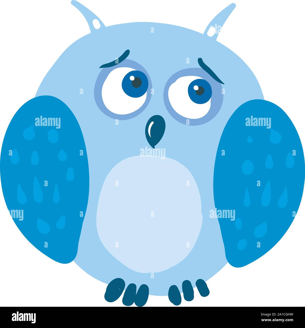 Sad owl, illustration, vector on white background Stock Vector Image ...