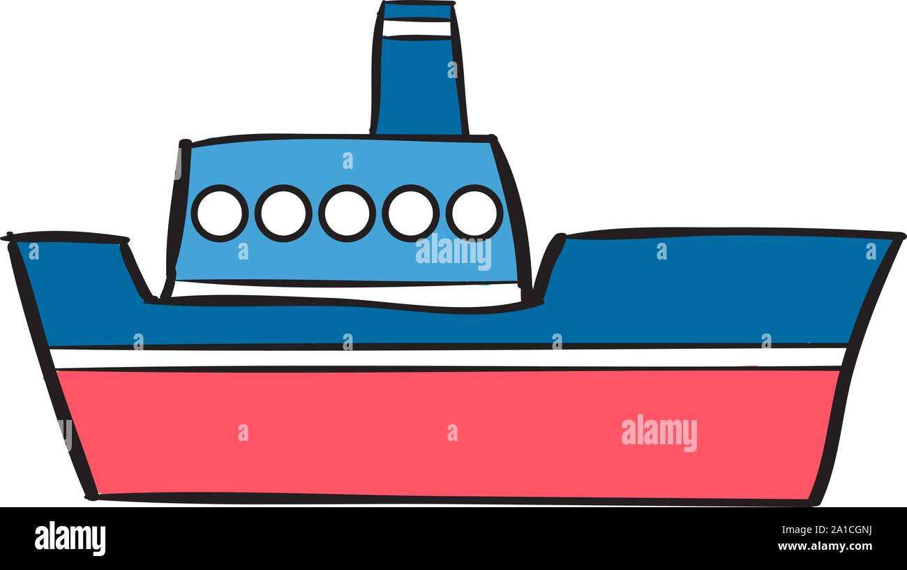 Blue ship, illustration, vector on white background Stock Vector Image ...