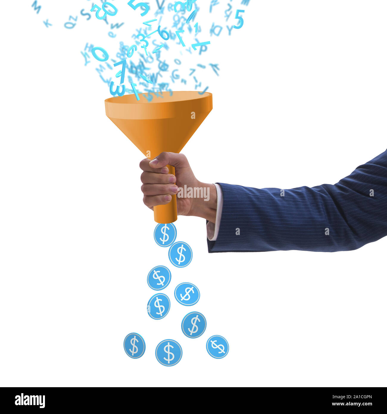 Data monetization concept with the funnel and businessman Stock Photo ...