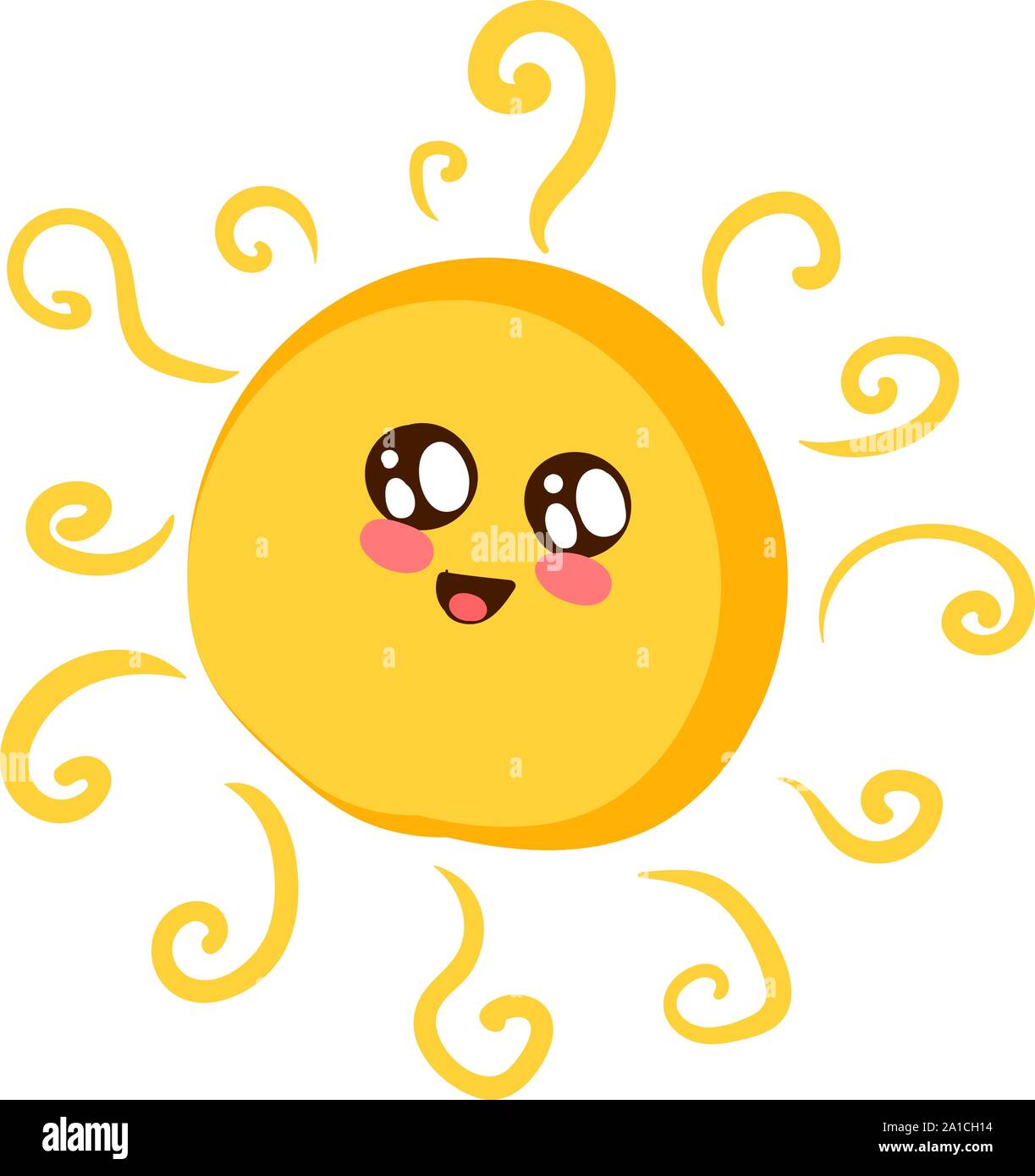 Cute sun, illustration, vector on white background Stock Vector Image ...