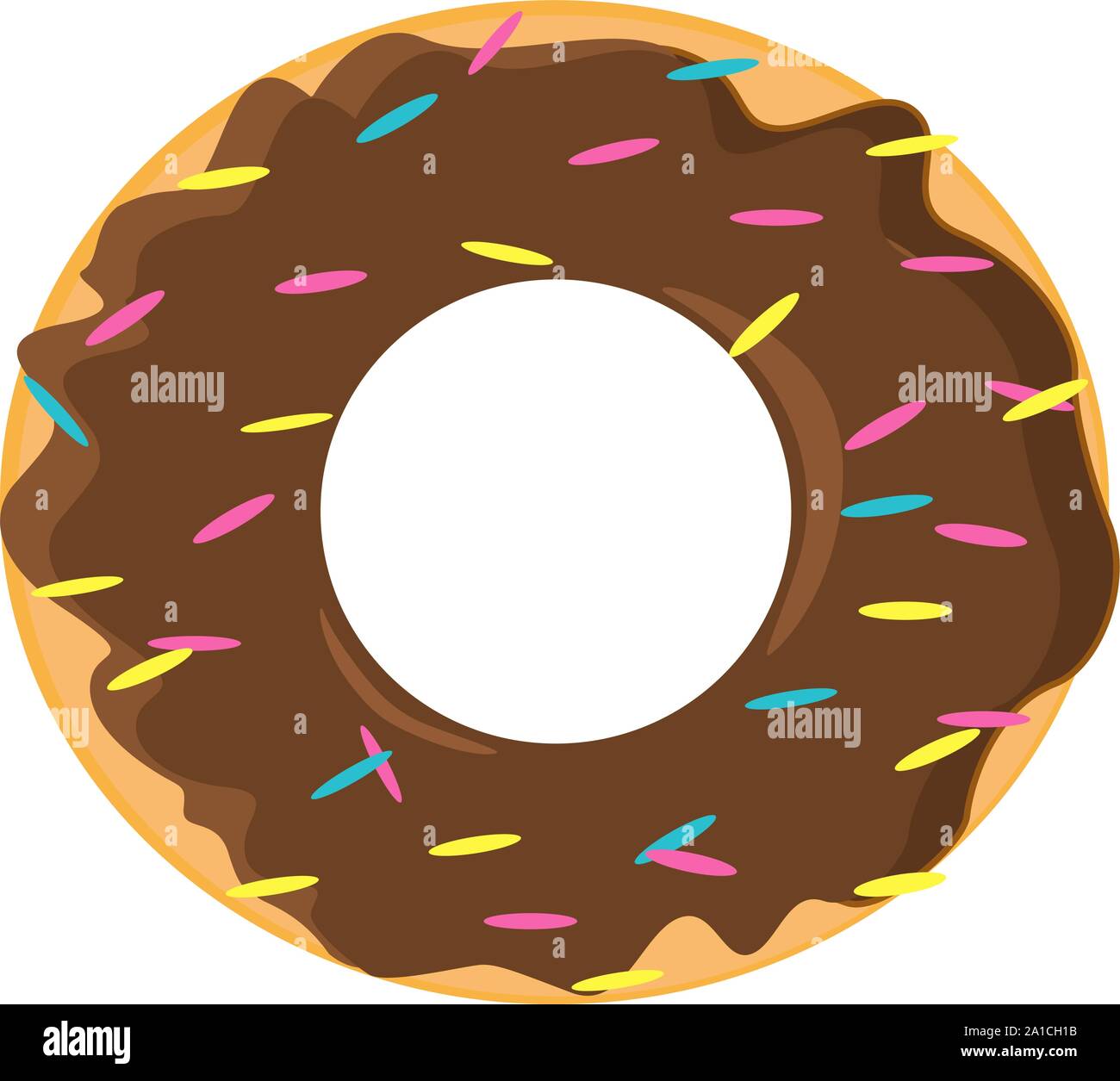Chocolate donut, illustration, vector on white background Stock Vector ...