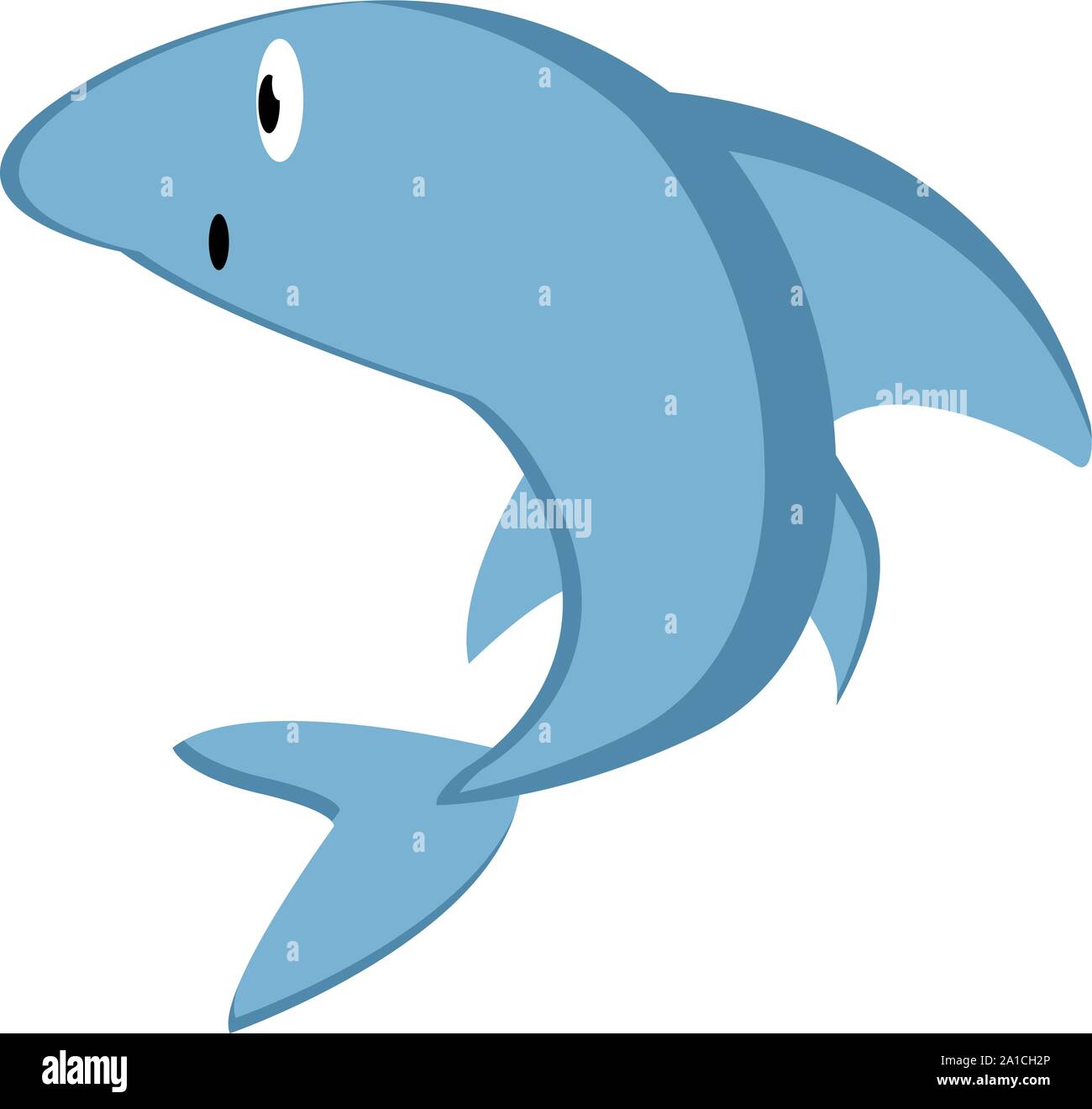 Blue shark, illustration, vector on white background Stock Vector Image ...