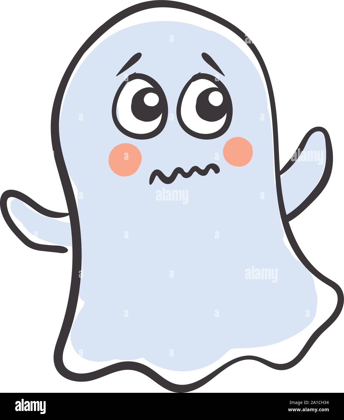 Scared ghost, illustration, vector on white background Stock Vector ...