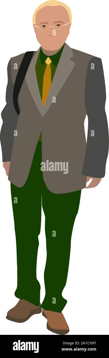 Man with suit, illustration, vector on white background Stock Vector ...