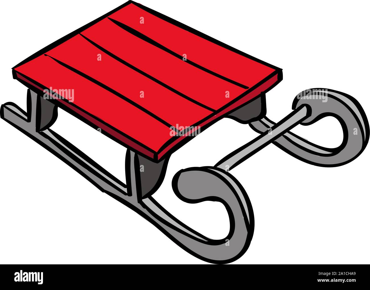 Red sled, illustration, vector on white background Stock Vector Image ...