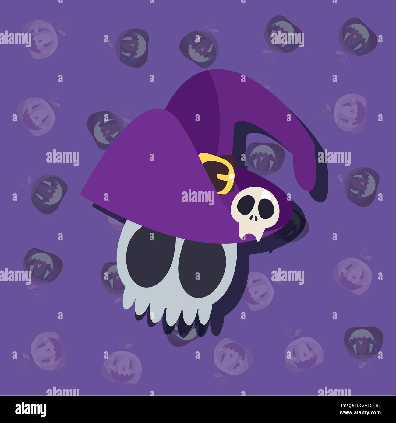 skull of dead with wizard hat in colorful background vector ...