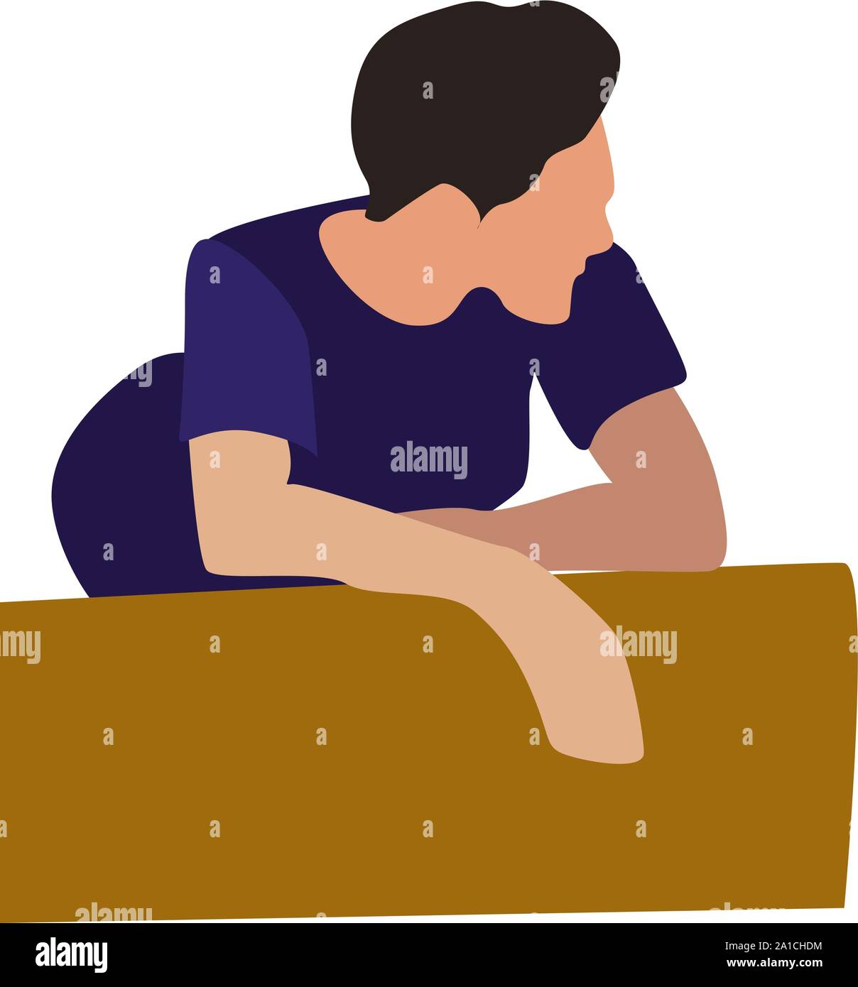 Boy in blue shirt, illustration, vector on white background Stock ...