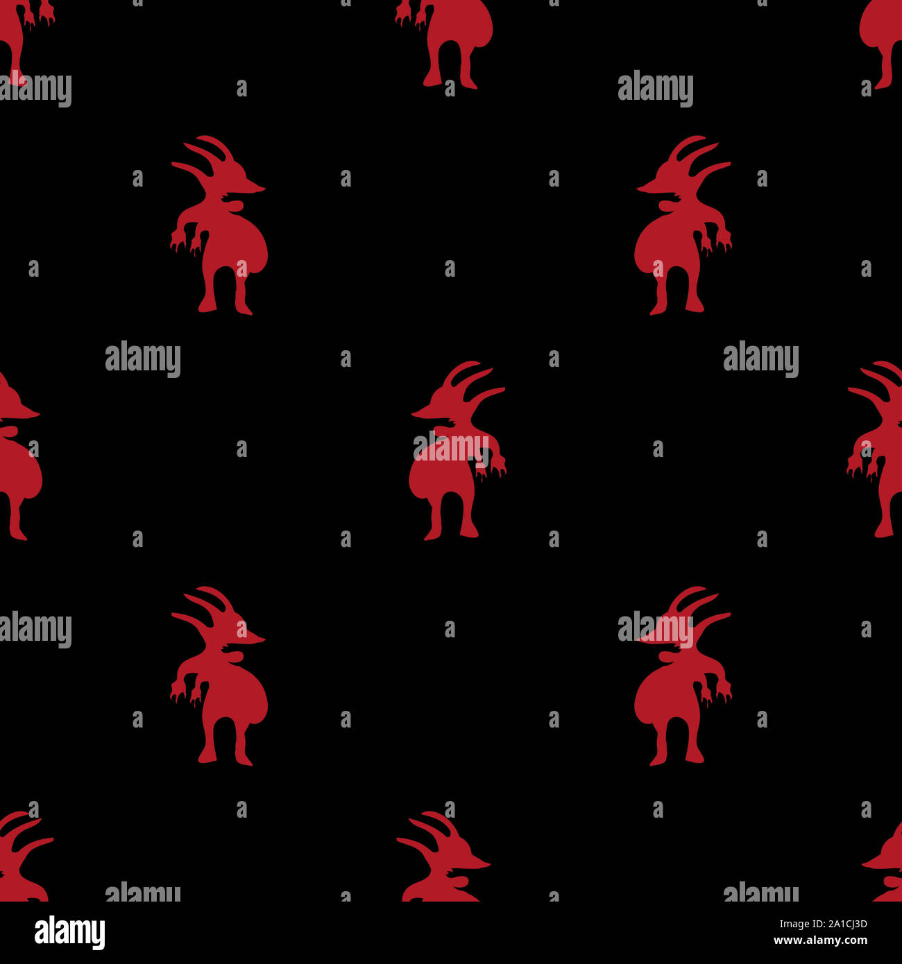 Conversational seamless pattern design with monsters shape motif in red ...