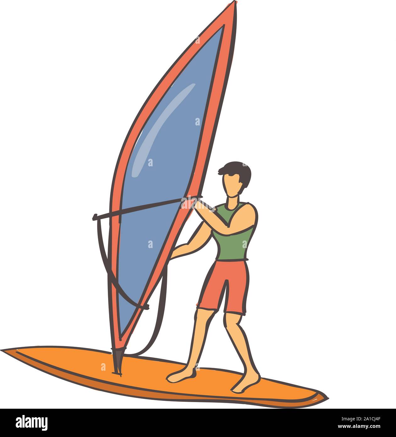 Windsurfing, illustration, vector on white background Stock Vector ...
