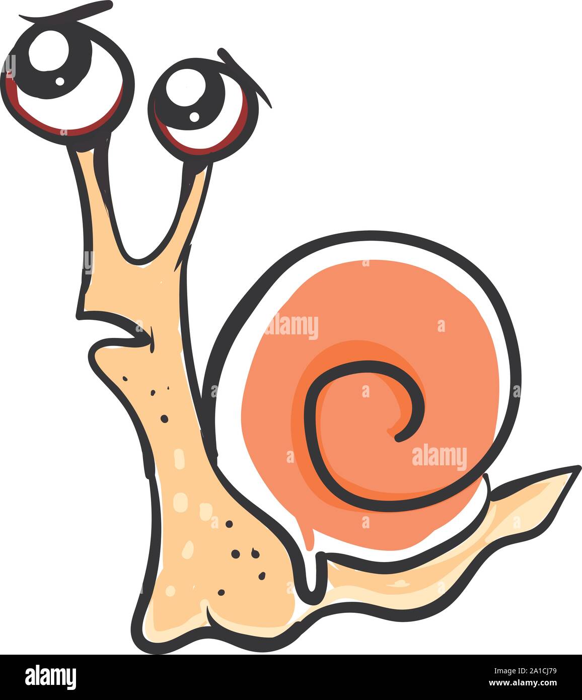 Sad snail, illustration, vector on white background Stock Vector Image ...