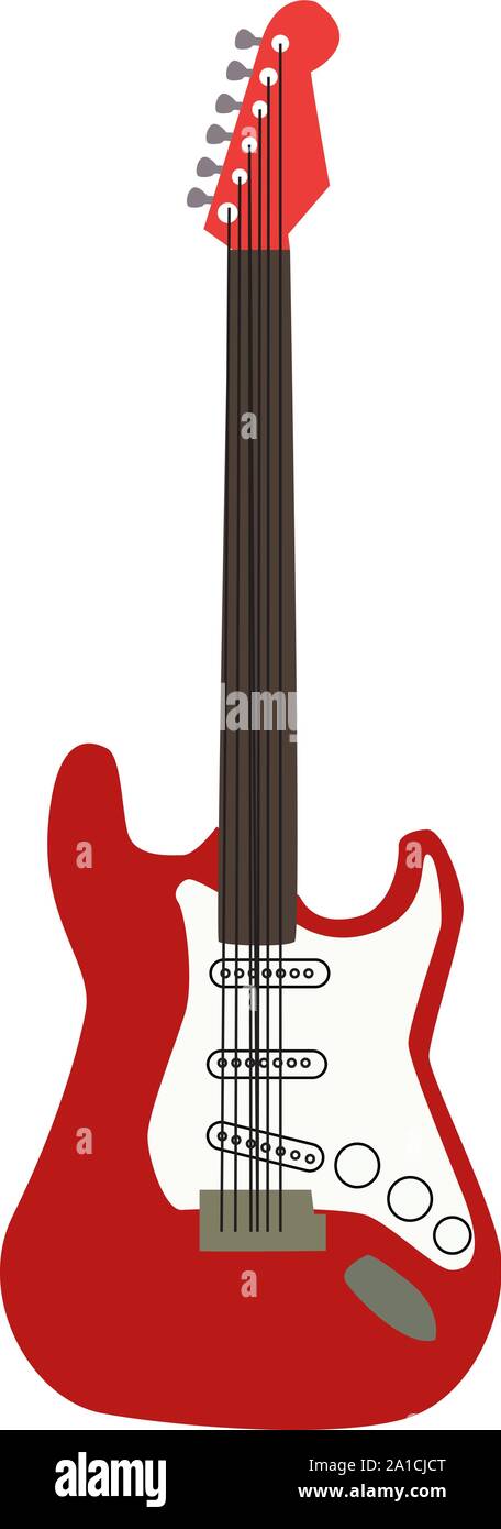 Red guitar, illustration, vector on white background Stock Vector Image ...